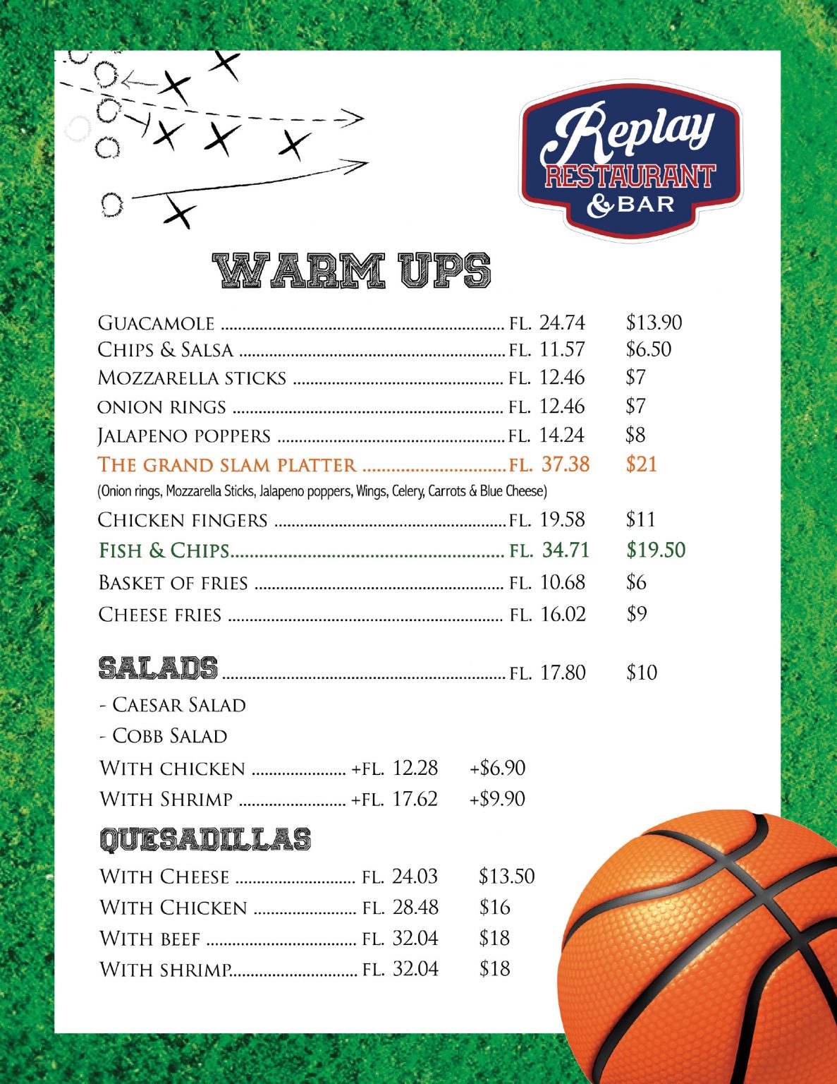 Restaurant Menu – Replay Restaurant & Bar